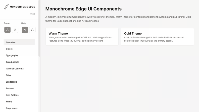 Monochrome Edge - Modern Minimalist UI Component Library